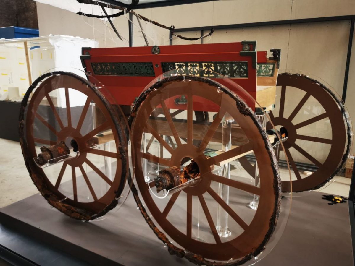 Pompeii's ceremonial chariot on display in the Antiquarium